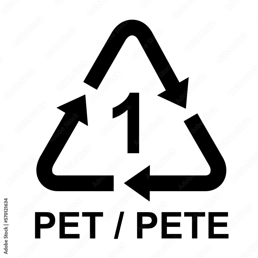 Ilustración de Stock Símbolos de reciclaje del plástico, PET o PETE ...