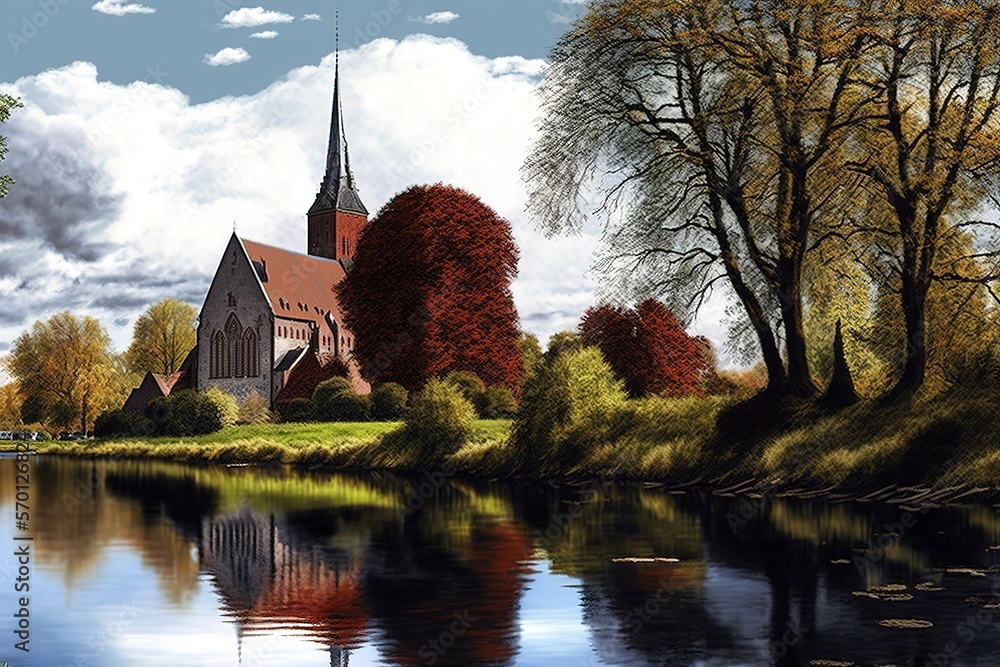 Brandenburg at the river Lippe in Germany. beautiful tourist place in ...