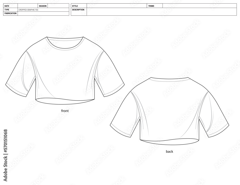 Customizable Fashion Shirt Vector Illustration, Short Sleeve OutLine ...
