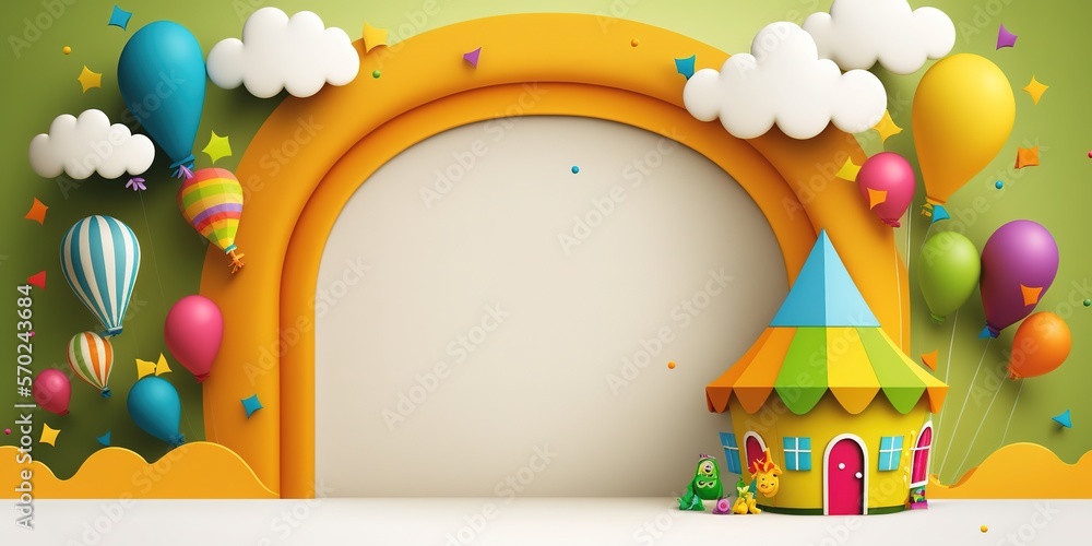 Kindergarten or preschool colorful banner with empty copy space ...