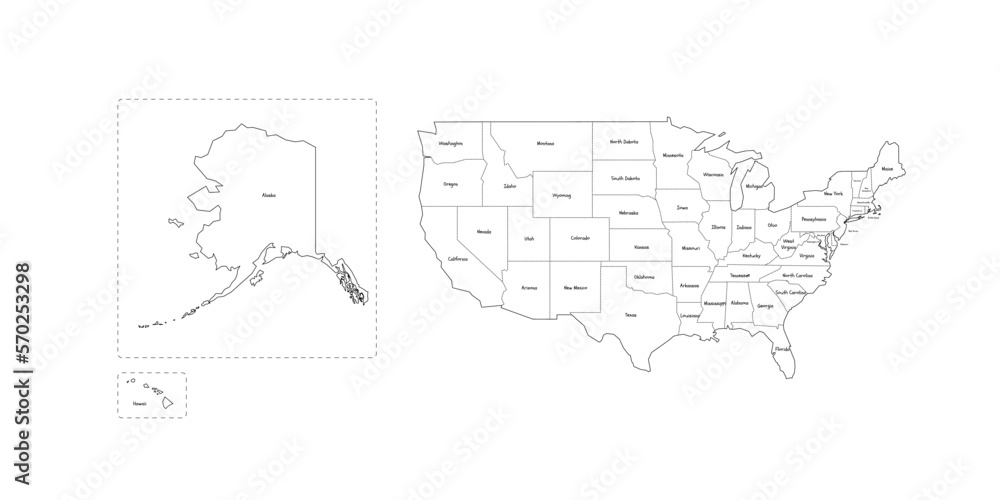 United States of America political map of administrative divisions ...