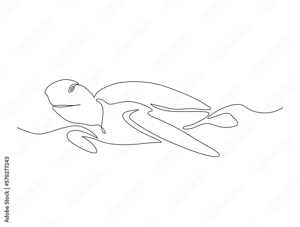 Continuous one line drawing of turtle. Simple illustration of tortoise ...