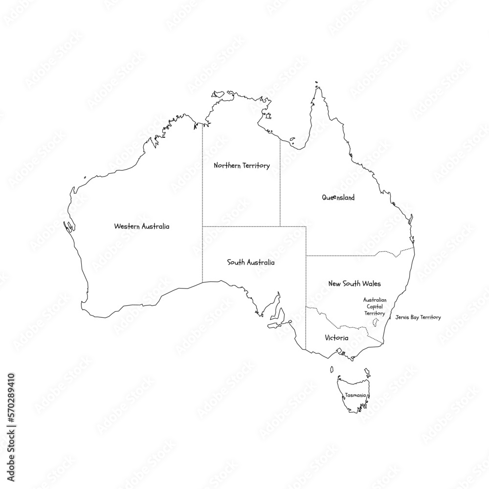 Australia political map of administrative divisions - states and ...