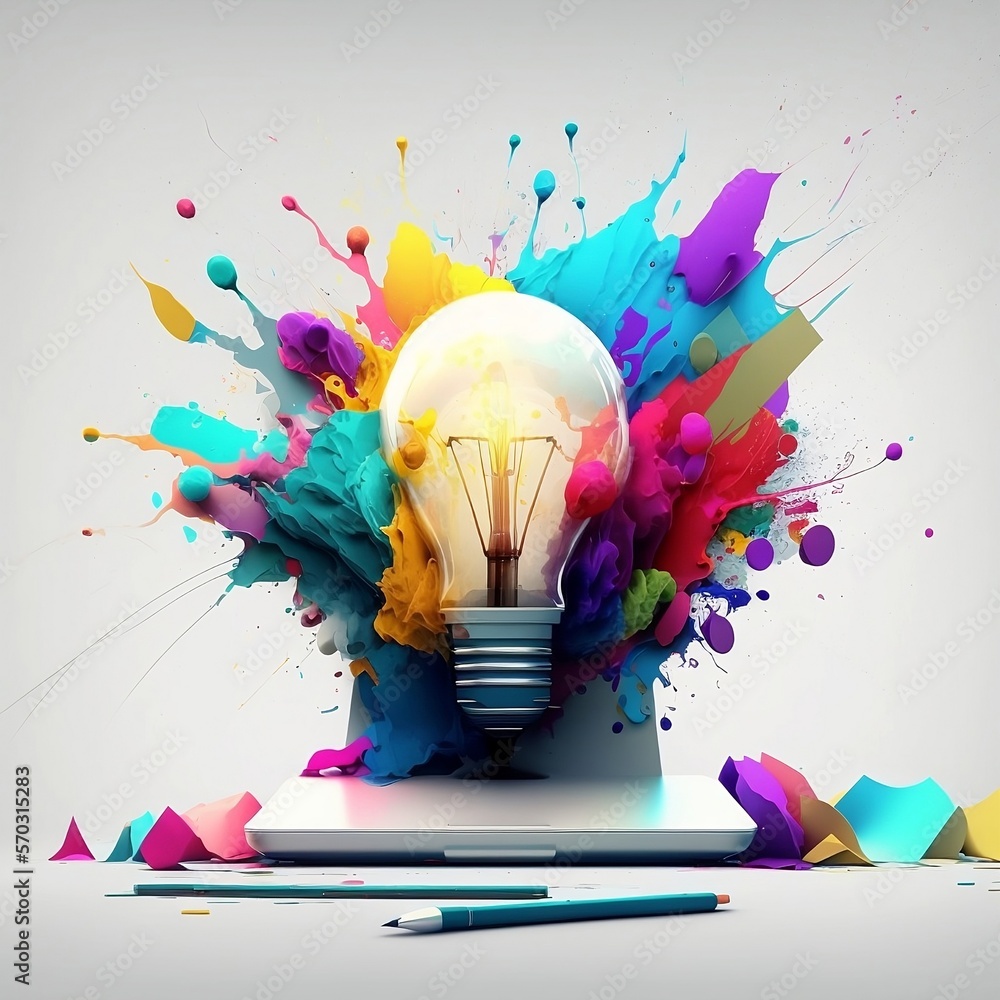 Representation of an idea, eureka moment with generative ai, light bulb ...