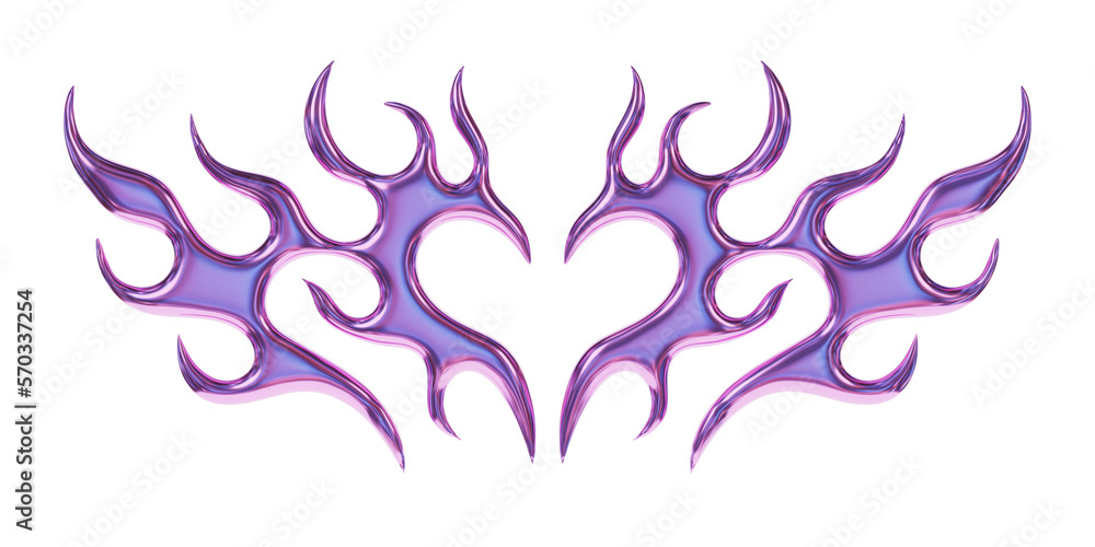 3d chrome metal of y2k fire icon. Flame shape in liquid mercury. 3d ...