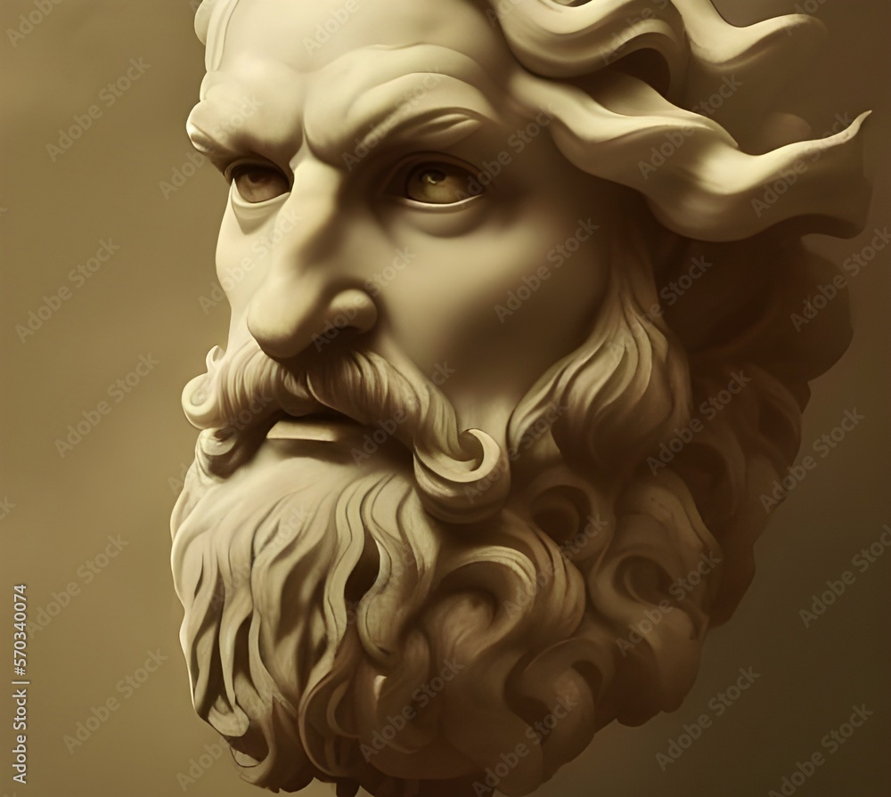 Generative AI image featuring a chiseled white marble statue bust of ...