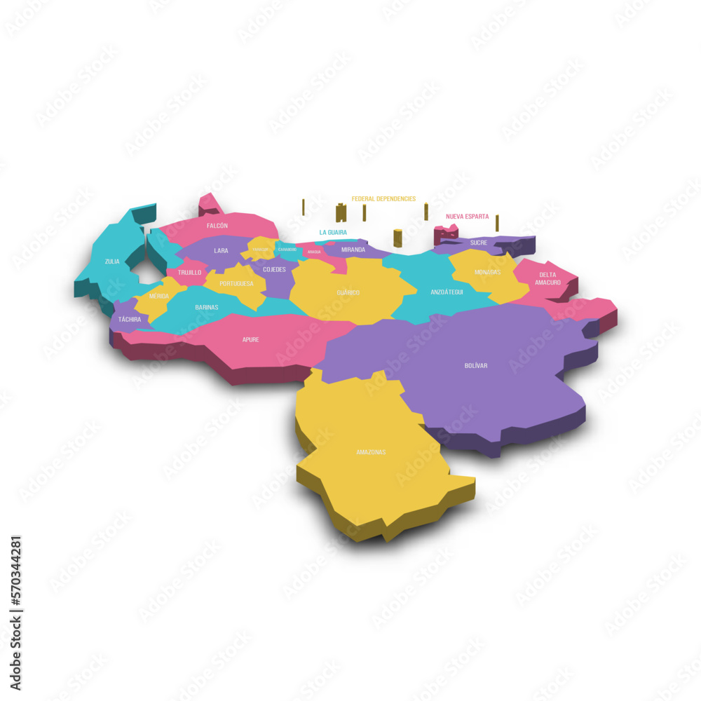Venezuela political map of administrative divisions - states, capital ...