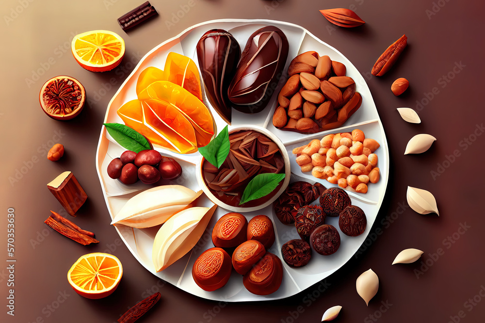 selamat hari raya aidilfitri vector illustration with traditional kuih ...