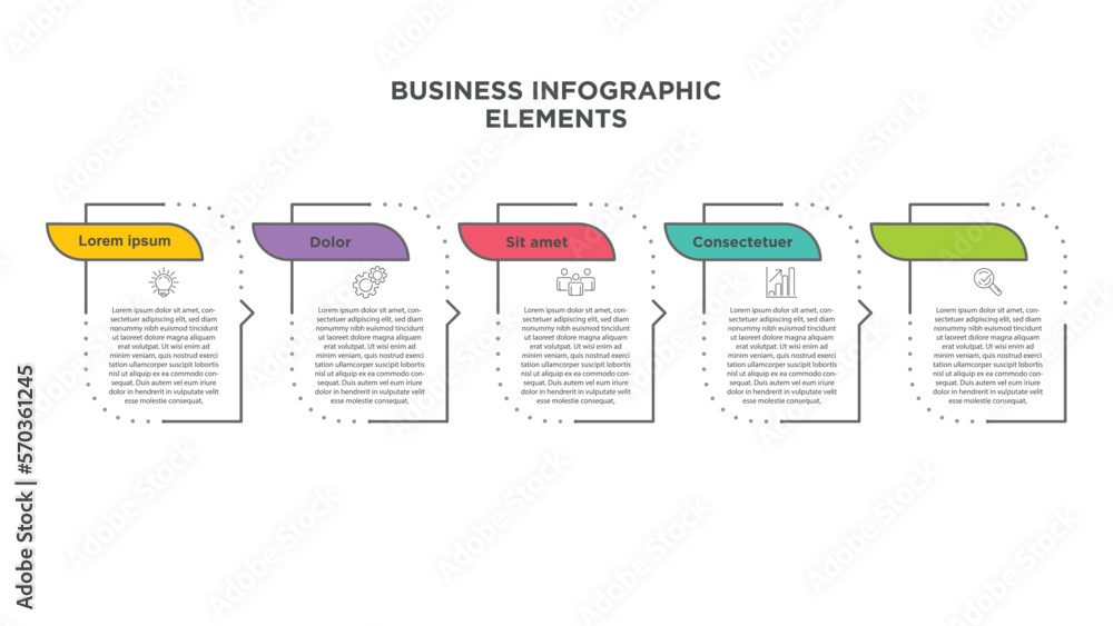 Infographics Business Template Visualization Of 5 Stepped Business