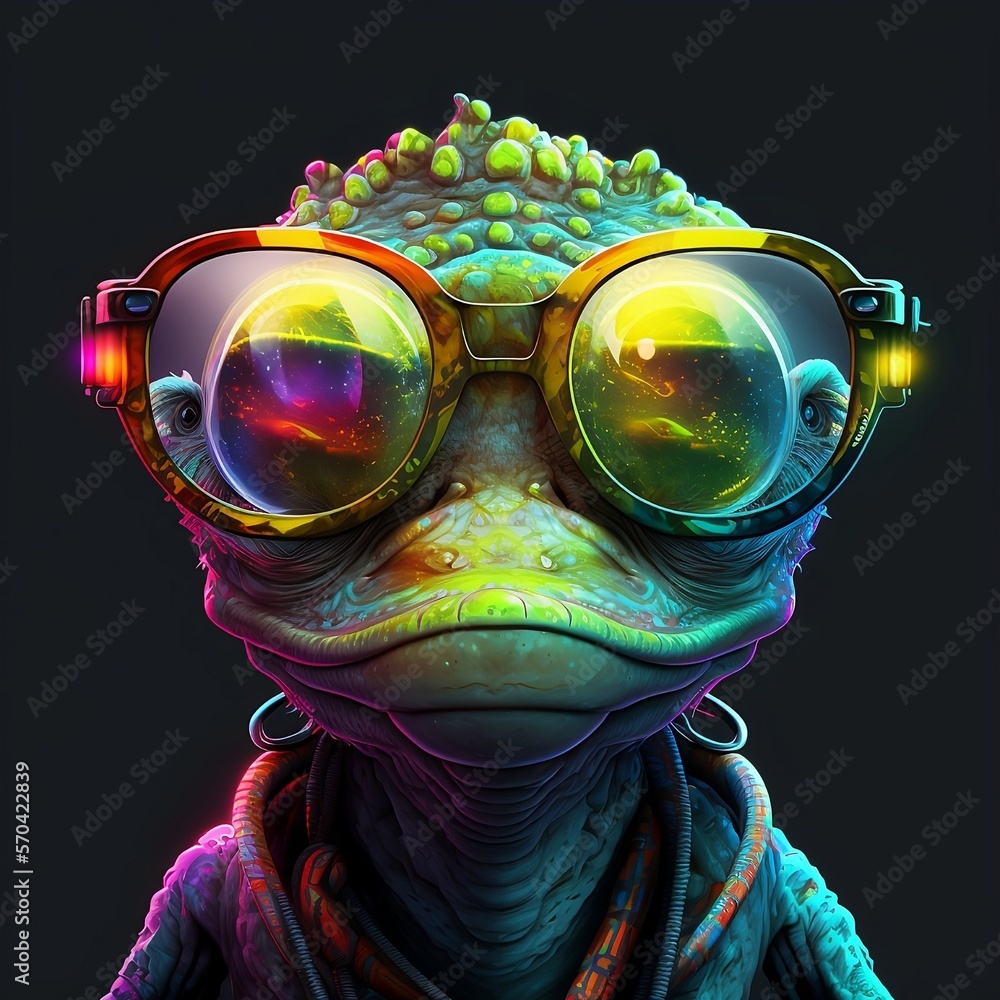 Stock-Illustration „HUMANOID WITH GLASSES, a colorful image of an alien ...