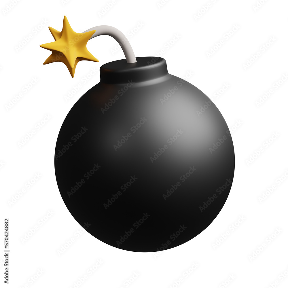 bomb with burning fuse 3d render illustration Stock Illustration ...