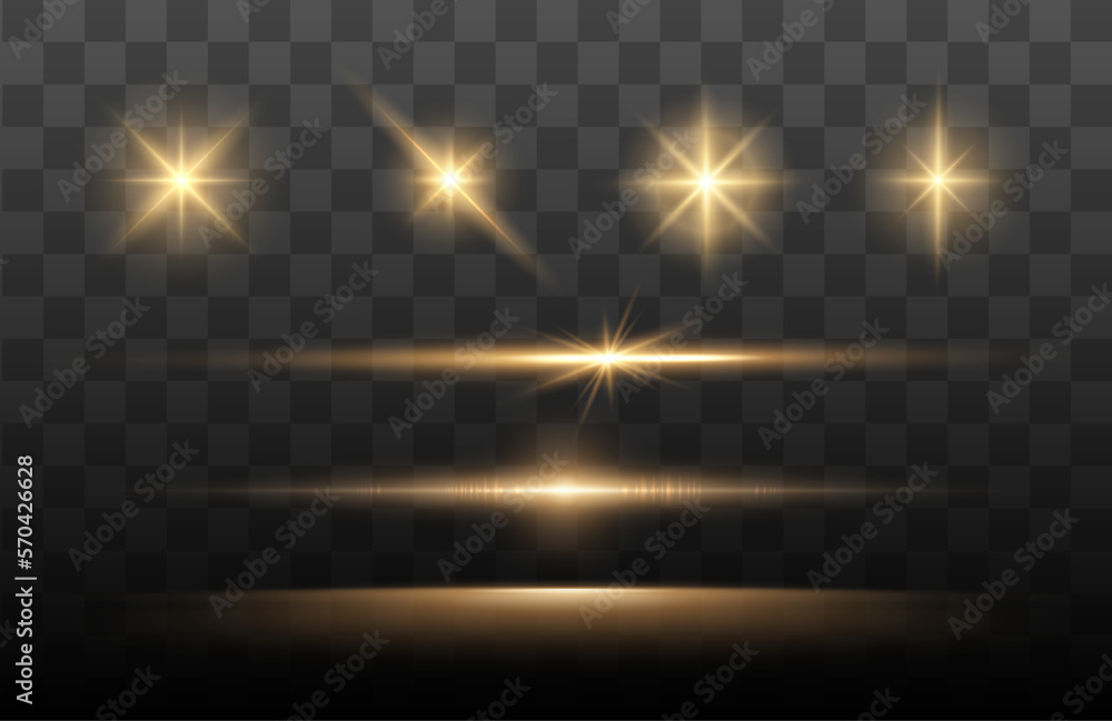 Set of Shine glowing stars. Vector Golden Sparks isolated. Stock Vector | Adobe Stock
