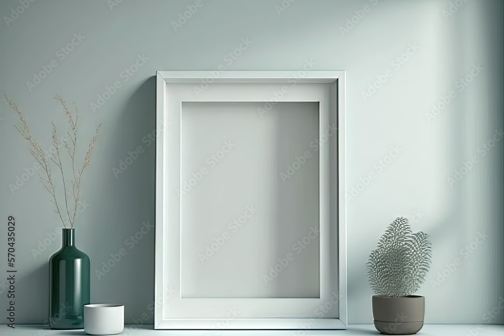 Un cadre photo simple maquette minimaliste sur un mur vide. Idéal pour ...