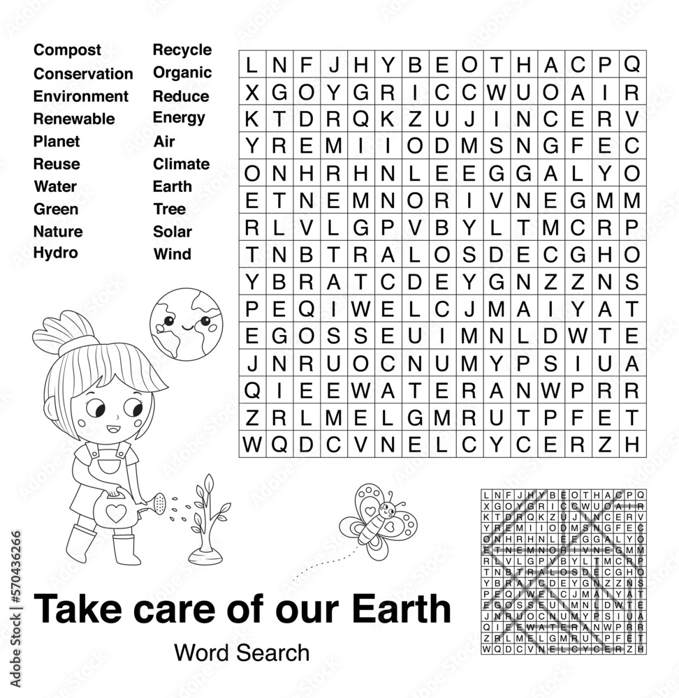 Word search. Earth day. Educational worksheet for children. Learn ...