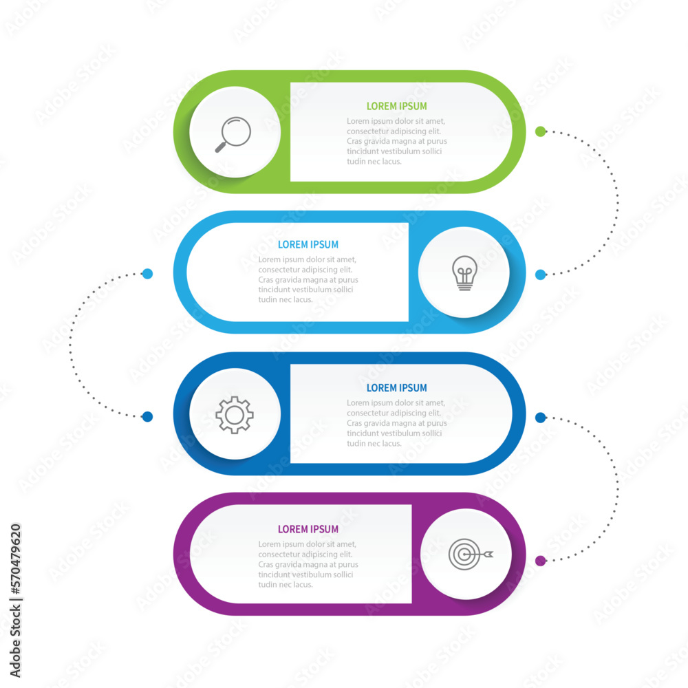 Business infographic thin line process with square template design with ...