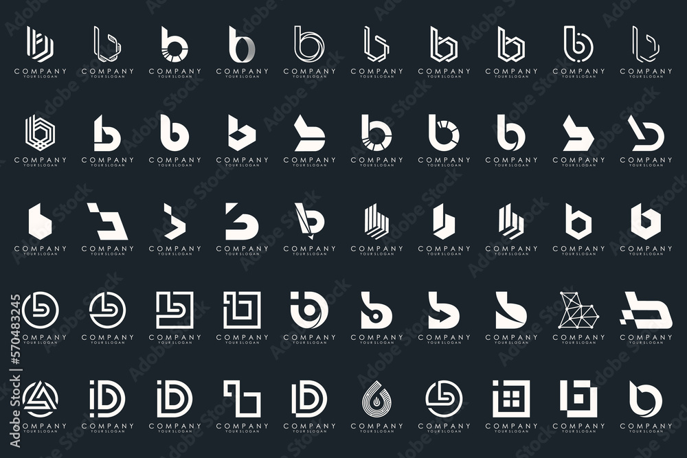 abstract letter B logo icon set. design for business of luxury, elegant ...