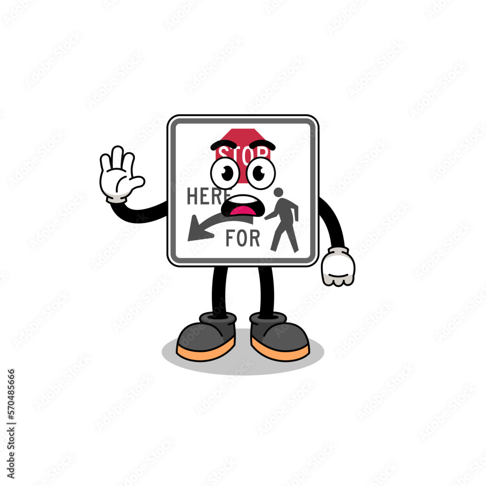 stop here for pedestrians cartoon illustration doing stop hand Stock ...