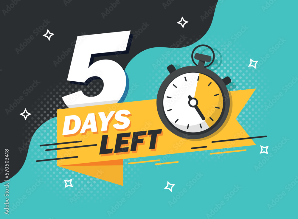 5 days left icon in flat style. Offer countdown date number vector ...