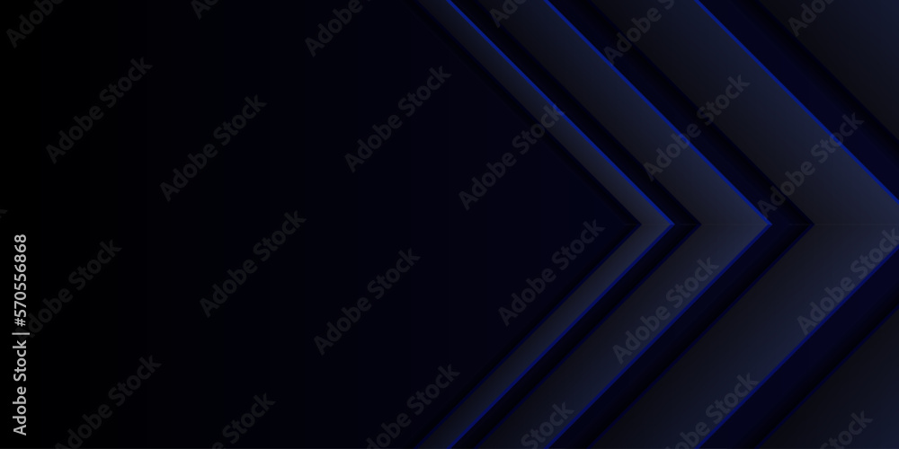 Dark gradient abstract background. Blue arrowhead right triangle ...