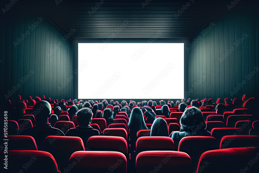 Movie theater blank screen mock up, cinema with red seats template ...
