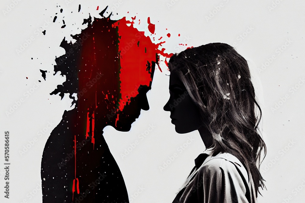 Couple in abusive relationship, domestic abuse, violence between man ...