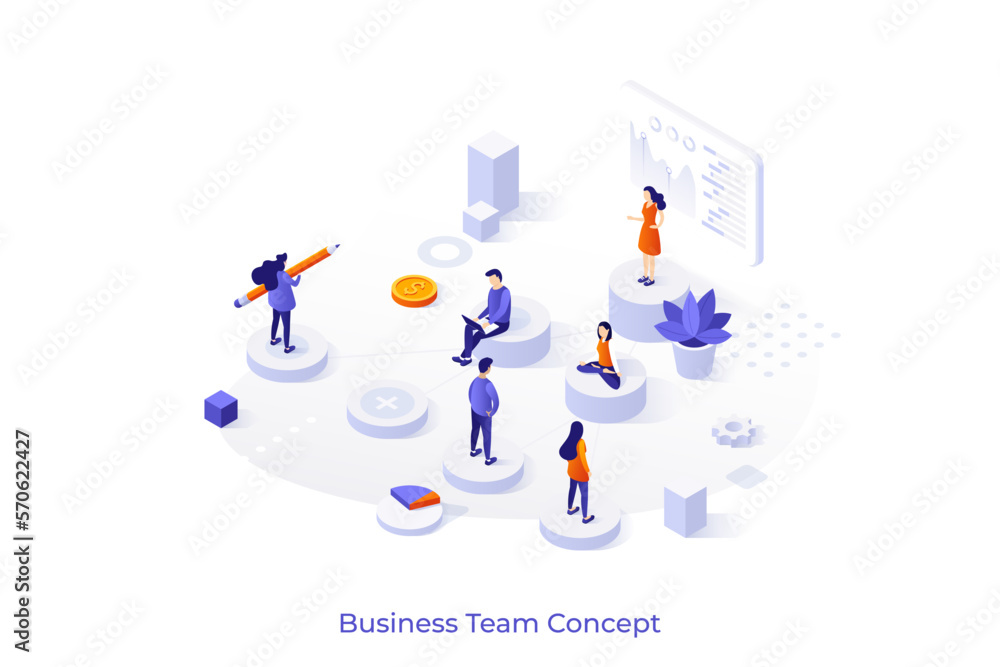 Vector Concept For Isometric Business Scene Stock Vector | Adobe Stock