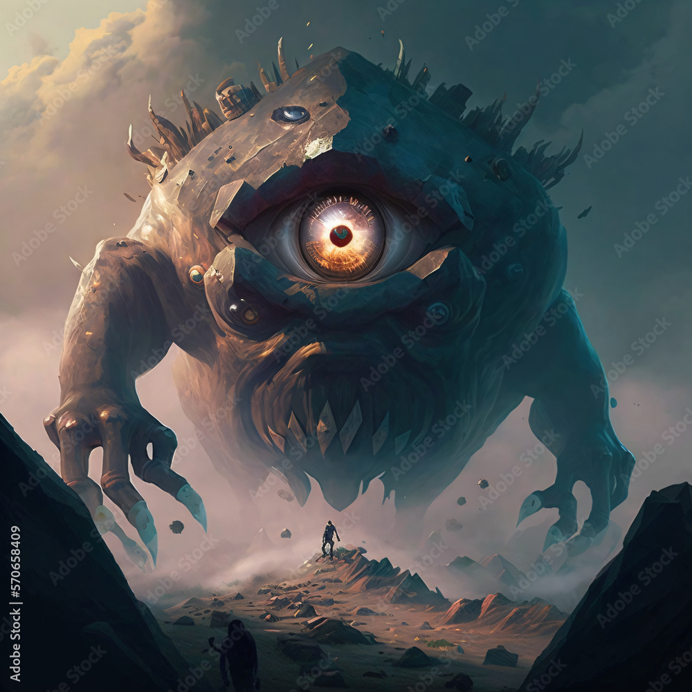 a giant one-eyed monster cyclops character illustration in the fantasy ...