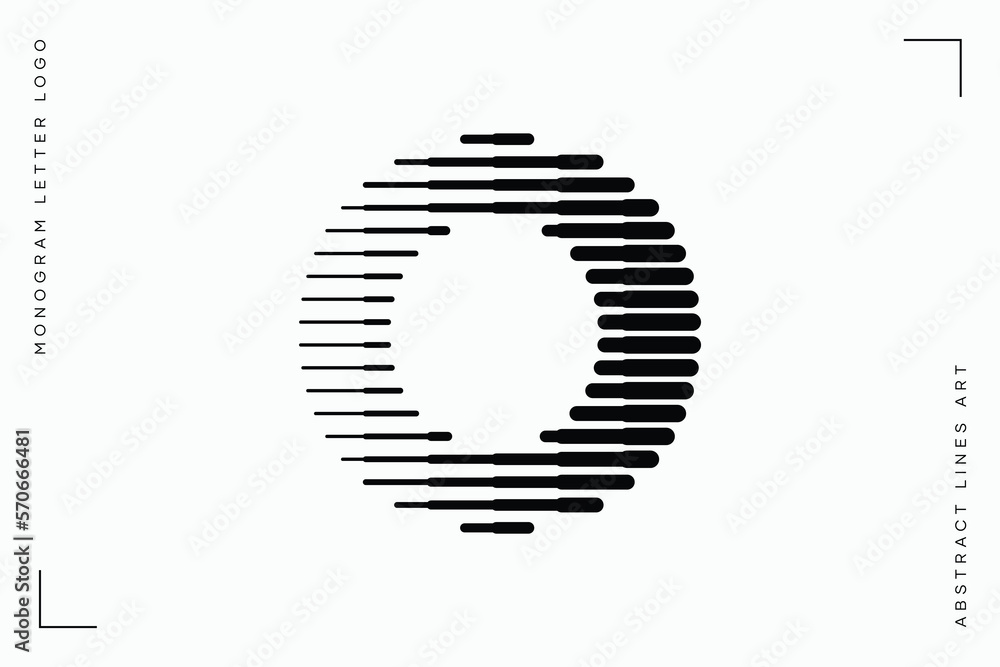 Letter O Logo with Horizontal Halftone Line Pattern Stock Vector ...