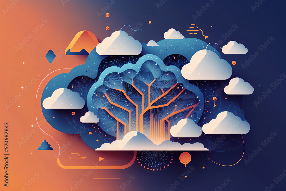 the power of cloud computing technology, this illustration depicts the ...