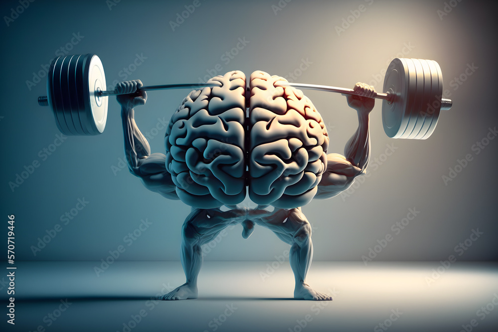 Strong human brain power concept erudite mind memory health. Inflated ...