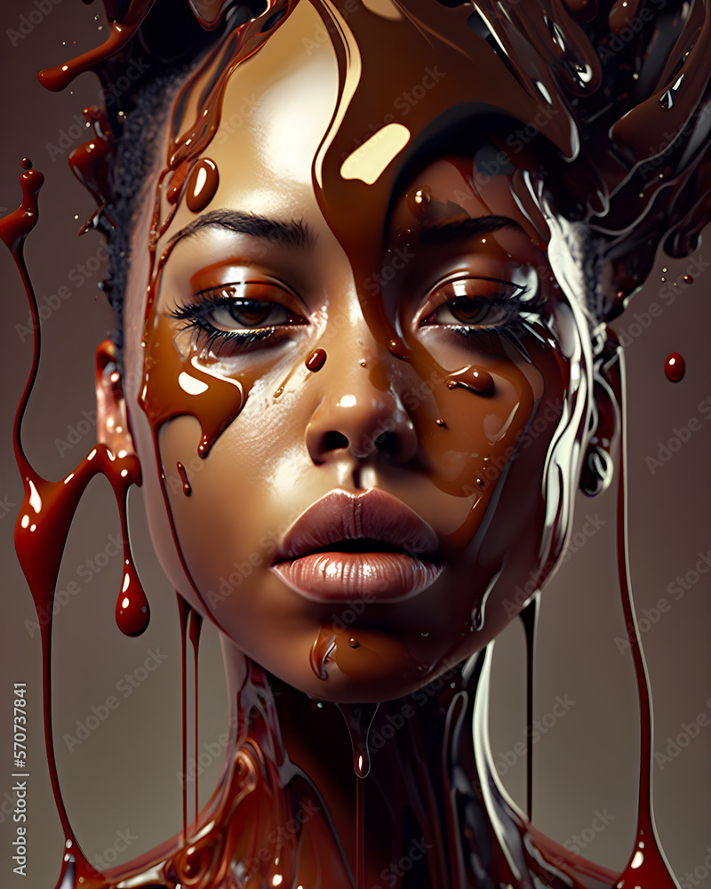 Stock-Illustration „Sensual black woman, perfect lips, young face ...