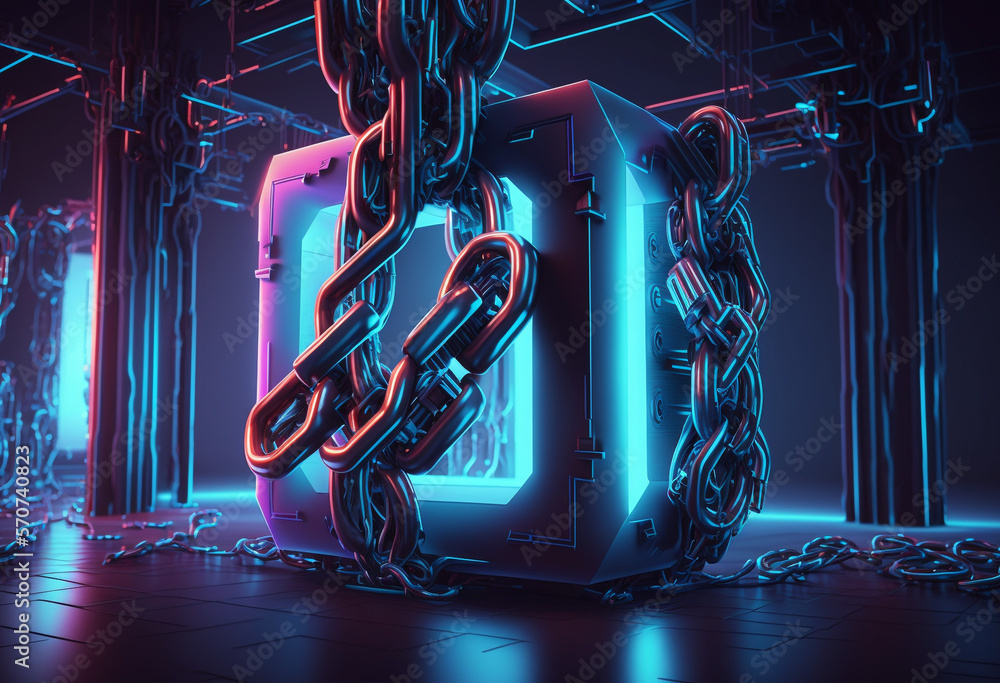 Neon-Lit Blockchain: Connecting the Futuristic AI-Generated Network of ...