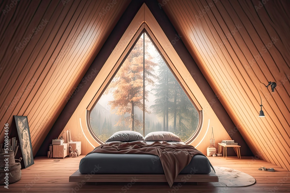 Modern Tiny House Living: Cozy Bedroom With Wooden Furniture and ...