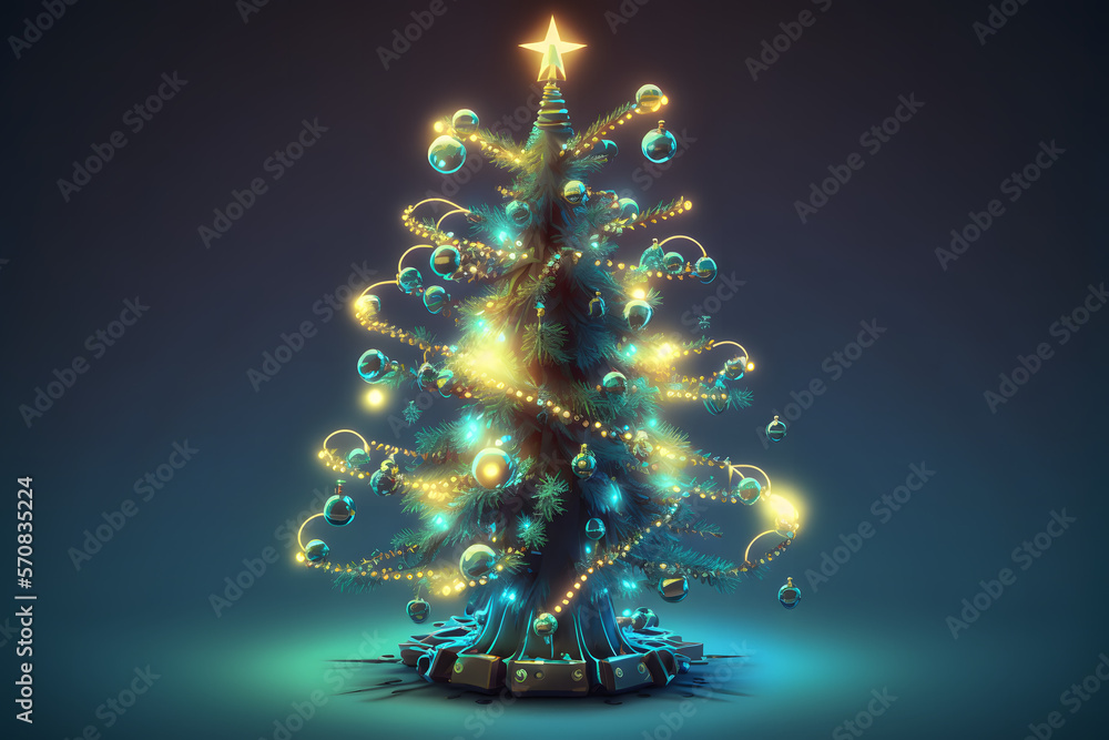 electronic christmas tree created with generative AI technology Stock ...