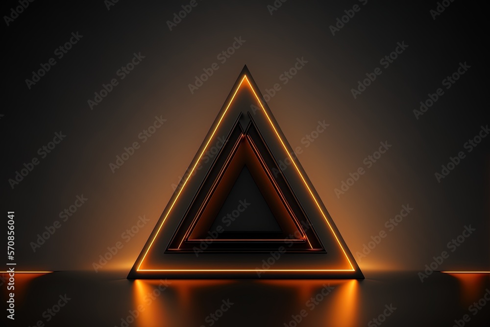 Minimalist technology wallpaper with a raised triangle and glowing ...