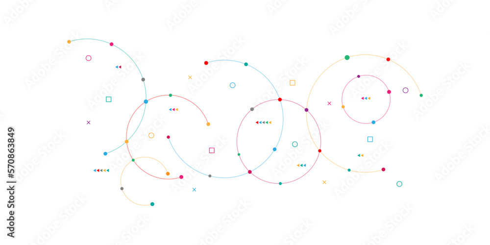Abstract geometric background with plexus circles. Vector illustration of minimalistic design ...