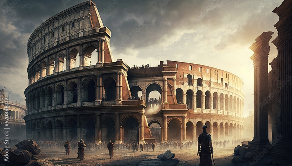 image of a day in the Roman Empire, history scene, gladiators, the ...