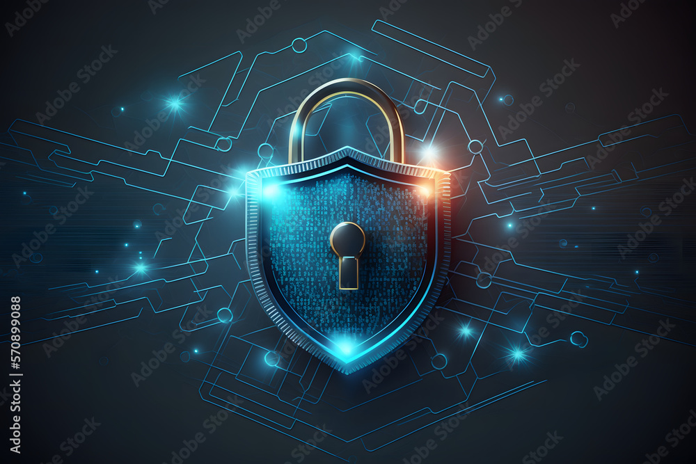Cyber security concept. Lock symbol created with generative AI ...