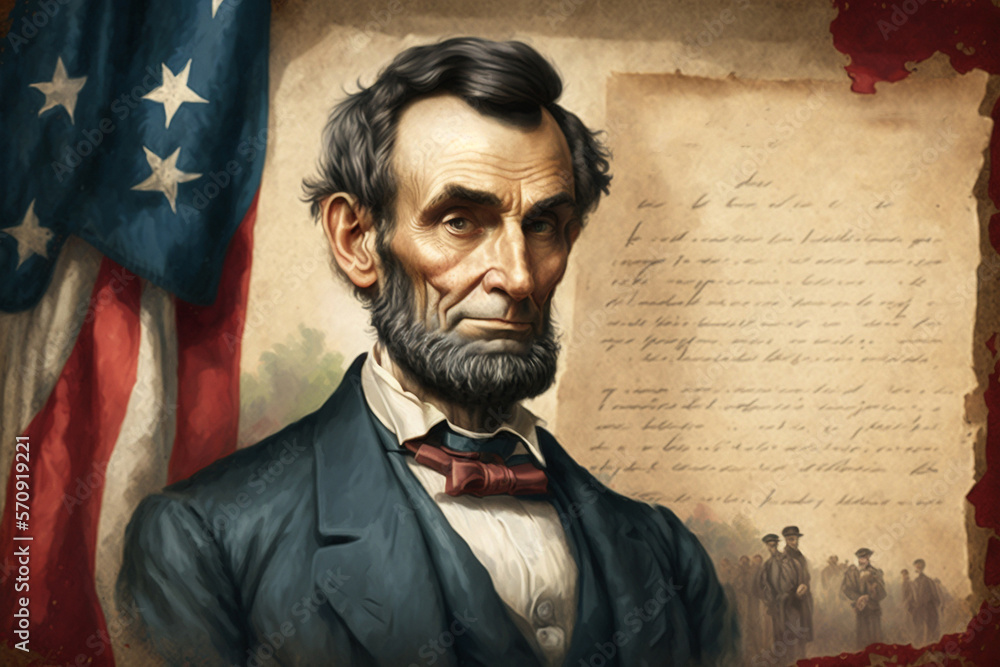 Abraham Lincoln, the 16th President of the United States, Standing ...