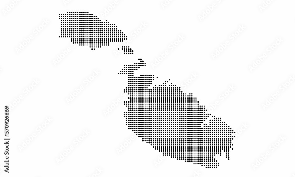 Malta dotted map with grunge texture in dot style. Abstract vector ...