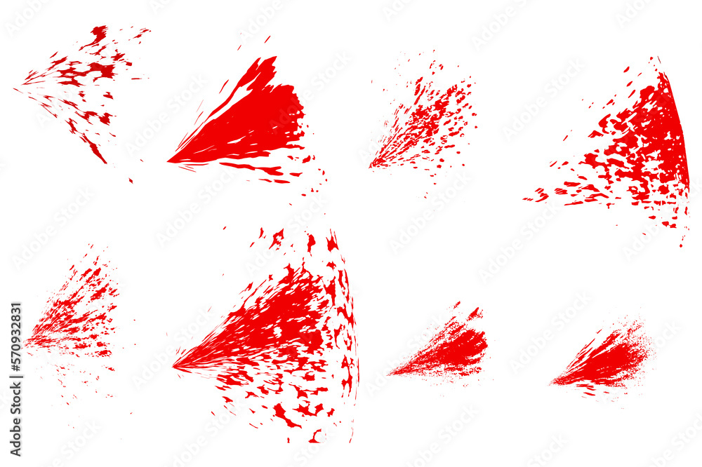 set of red ink splashes with transparent background png. blood splatter ...