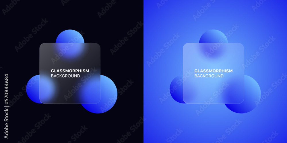 glassmorphism background banner with transparent glass frame template ...
