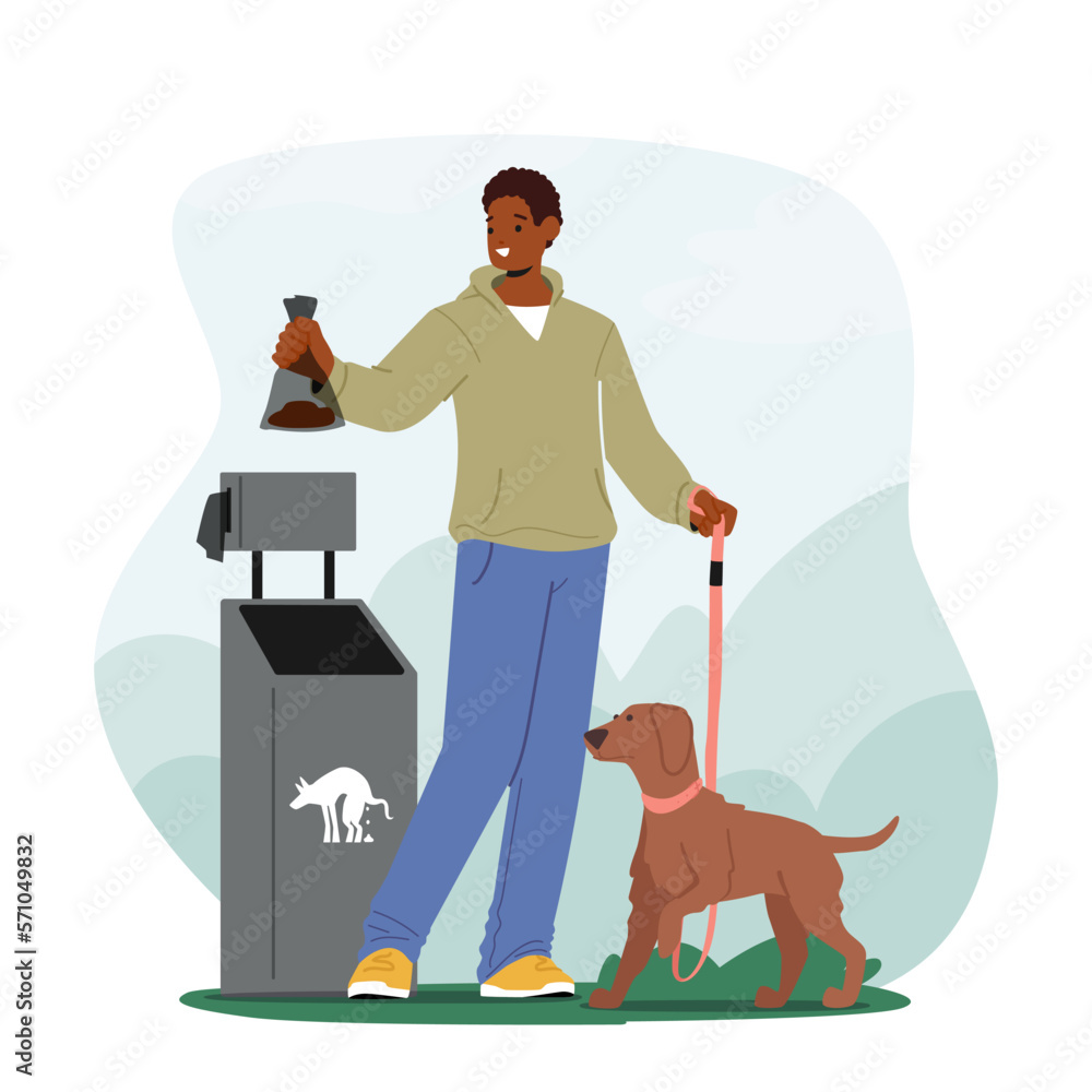 Cleaning Up Pet Poop Concept with Male Owner Character Stand with Shit ...