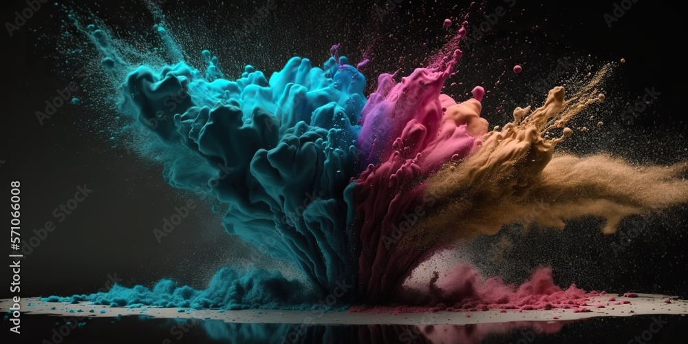 Colored powders exploding in water, concept of Holistic Aesthetics and ...