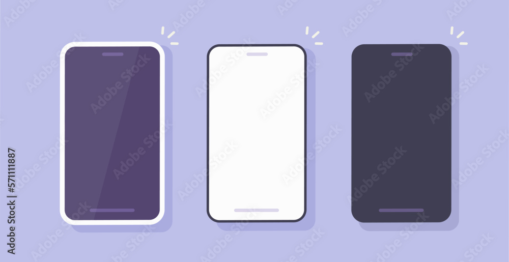 Cell phone icon blank frame mockup design flat front vector set, mobile ...