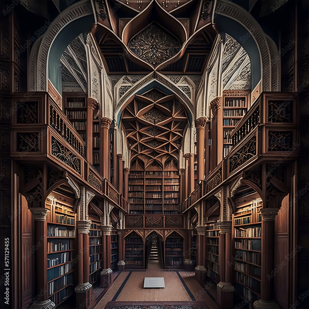 The Islamic library, a symbol of the rich intellectual heritage of Islamic civilization ...