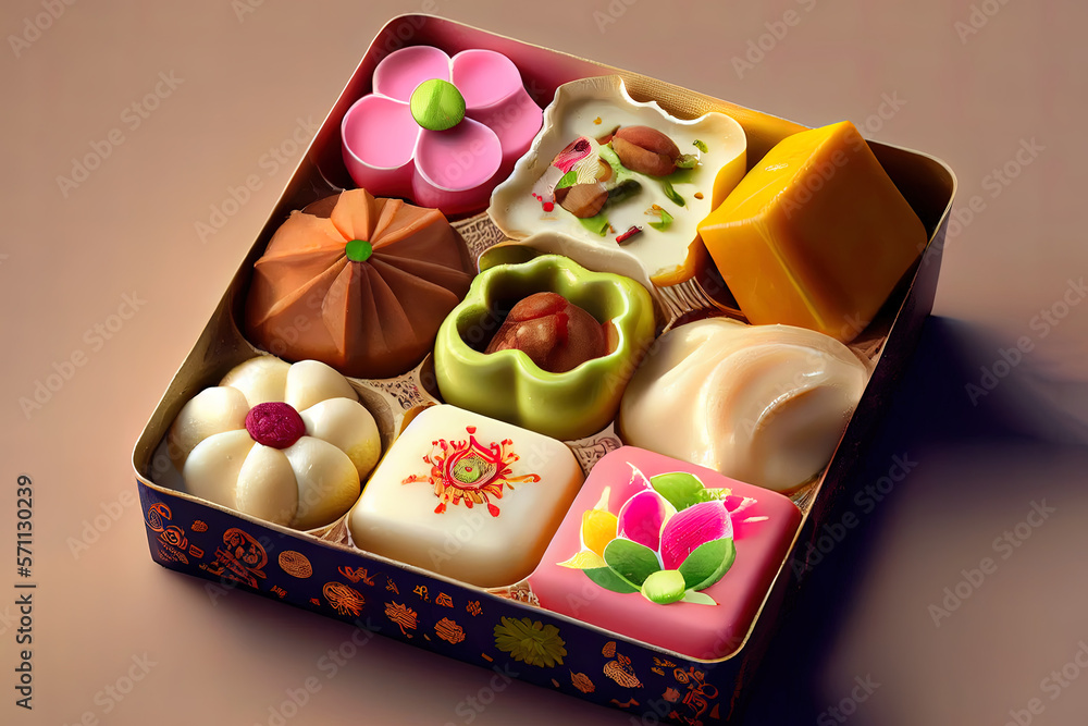 Mix Mithai or indian milk made sweets of indian and pakistani festivals ...