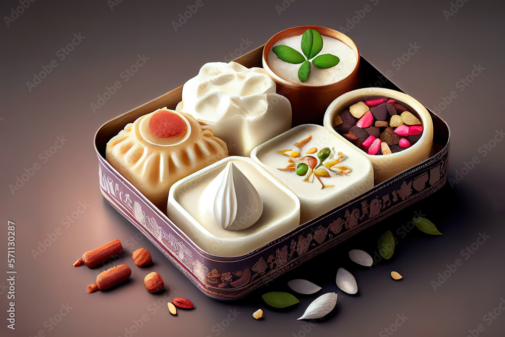 Mix Mithai or indian milk made sweets of indian and pakistani festivals ...