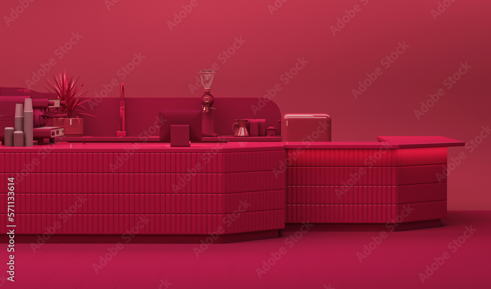 Coffee shop Restaurant design Modern and Minimal, red counter and gloss ...