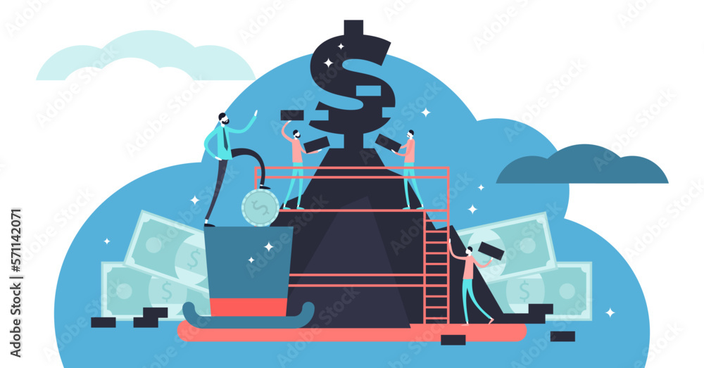 Capitalism illustration, transparent background. Flat tiny economic ...
